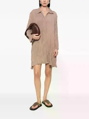 GONGDID DESIGN Pleated Mini Shirtdress