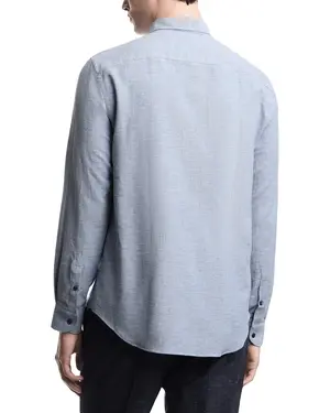 Emporio Armani Cotton & Linen Textured Sport Shirt - Blue