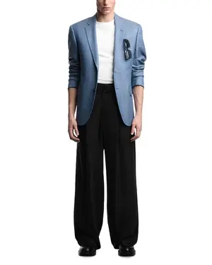 Emporio Armani G Line Regular Fit Single Breasted Notch Lapel Jacket - Light Blue