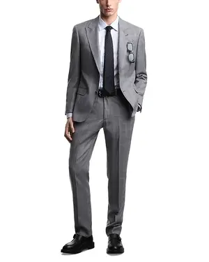 Emporio Armani G Line Regular Fit Single Breasted Peak Lapel Suit In Super 130s Virgin Wool - Grey