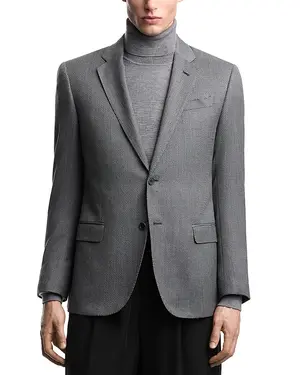 Emporio Armani G Line Regular Fit Single Breasted Notch Lapel Jacket In Super 130s Wool - Grey