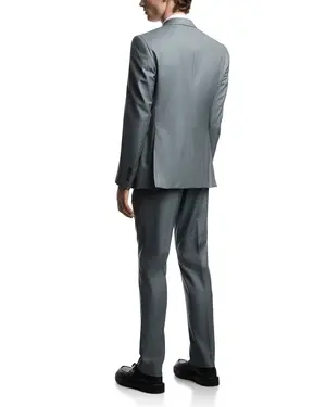 Emporio Armani M Line Slim Fit Single Breasted Notch Lapel Suit In Sharkskin Wool - Green