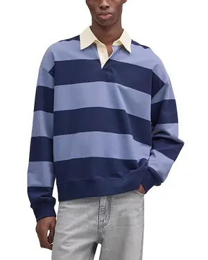Nn07 David Stripe Rugby Polo - Blue Stripe