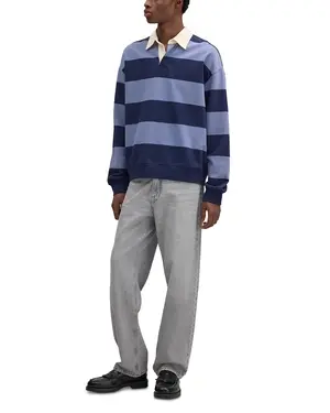 Nn07 David Stripe Rugby Polo - Blue Stripe