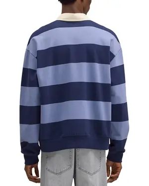 Nn07 David Stripe Rugby Polo - Blue Stripe