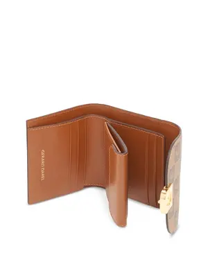 Gerard Darel Mini Logo Print Leather Wallet - Camel