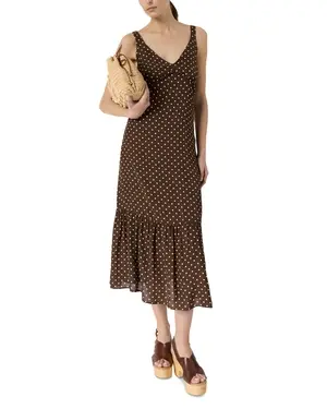 Gerard Darel Racine Polka Dot Midi Dress