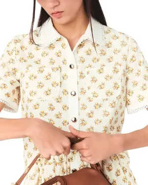 Maje Printed Croquet Trim Shirt