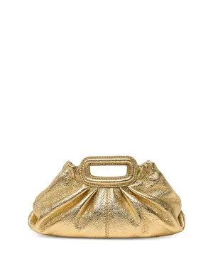 Maje Mini Metallic Leather Clutch - Gold