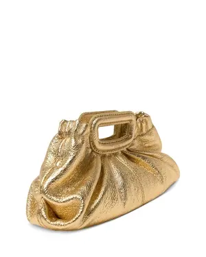 Maje Mini Metallic Leather Clutch - Gold