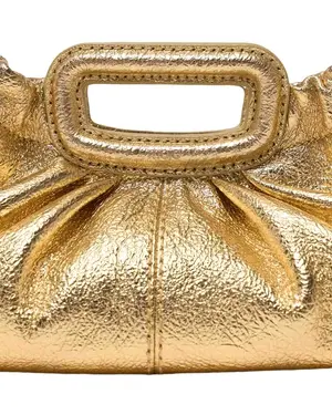 Maje Mini Metallic Leather Clutch - Gold