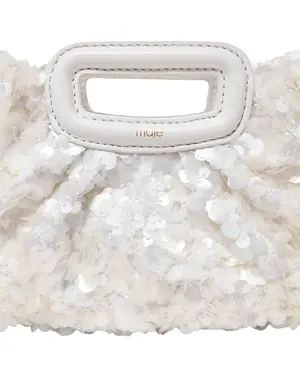 Maje Milpli Mini Sequins Clutch - White