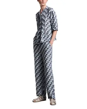 Emporio Armani Linen Gauze Checkered Shirt - Navy/natural Check