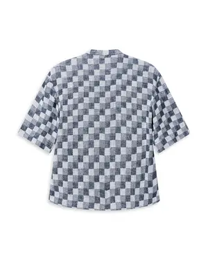 Emporio Armani Linen Gauze Checkered Shirt - Navy/natural Check
