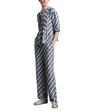Emporio Armani Linen Gauze Shirt - Navy/natural Check