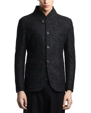 Emporio Armani Wool Blend Jersey Jacket - Black