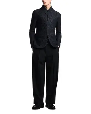 Emporio Armani Wool Blend Jersey Jacket - Black