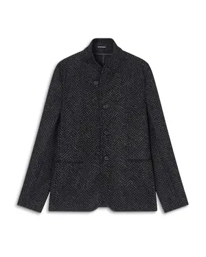 Emporio Armani Wool Blend Jersey Jacket - Black