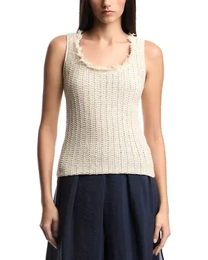 Emporio Armani Knit Top With Fringe Detail - Vanilla