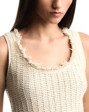 Emporio Armani Knit Top With Fringe Detail - Vanilla