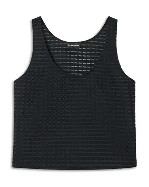 Emporio Armani Vichy 3d Jacquard Tank Top - Black