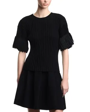 Emporio Armani Rib Knit Ruffle Motif Top