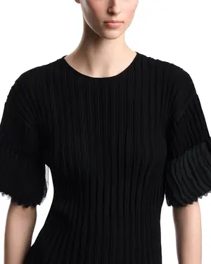 Emporio Armani Rib Knit Ruffle Motif Top