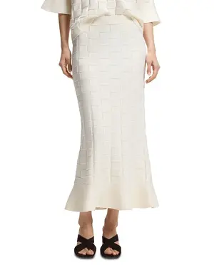 BOSS Foppy Check Textured Maxi Skirt - Soft Cream