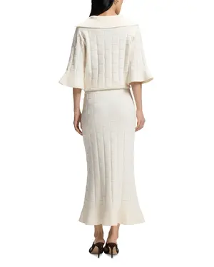 BOSS Foppy Check Textured Maxi Skirt - Soft Cream