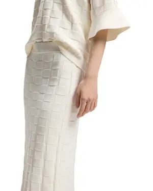 BOSS Foppy Check Textured Maxi Skirt - Soft Cream