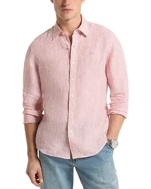 Michael Kors Long Sleeve Stripe Linen Shirt - Mimosa