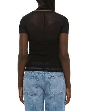 Helmut Lang Fine Mesh Layered Tee - Black