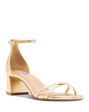 Steve Madden Block Heel Sandals - Gold Leather