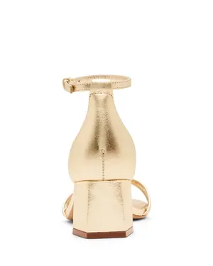 Steve Madden Block Heel Sandals - Gold Leather