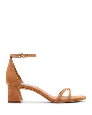 Steve Madden Rae Block Heel Sandals - Tan Nubuck