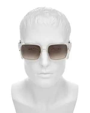 Alexander McQueen Square Sunglasses, 55mm - Silver