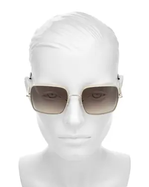Alexander McQueen Square Sunglasses, 55mm - Silver