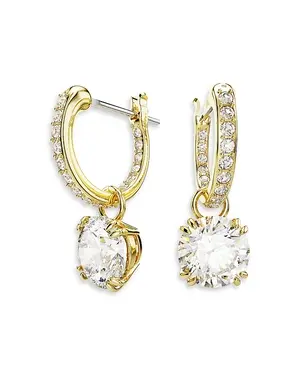 SWAROVSKI Stilla Crystal & Cubic Zirconia Charm Hoop Earrings Gold