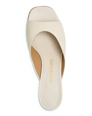 FERRAGAMO Igea S-shape Heel Slide Sandals - Mascarpone