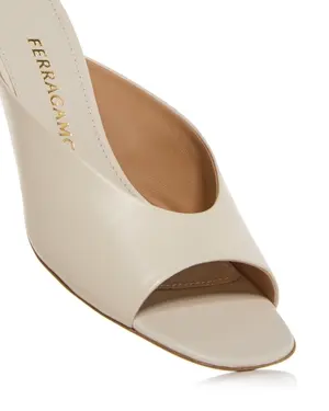FERRAGAMO Igea S-shape Heel Slide Sandals - Mascarpone