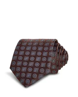 Bloomingdale'S Classic Floral Medallion Silk Tie - Brown