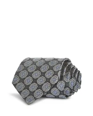 Bloomingdale'S Silk Medallion Tie - Grey