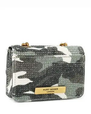 Kurt Geiger Kensington Micro Crystal Camo Crossbody - Open Green