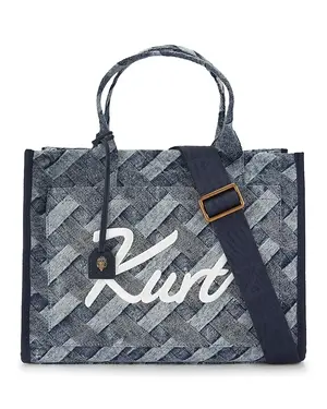 Kurt Geiger Woven Denim Tote - Navy