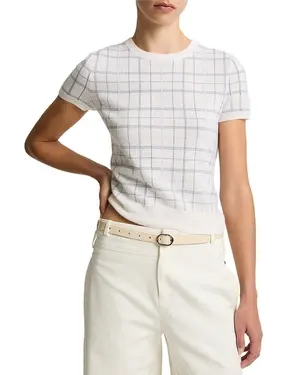 Vince Plaid Crewneck Top - Lagoon Combo