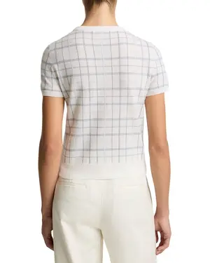 Vince Plaid Crewneck Top - Lagoon Combo