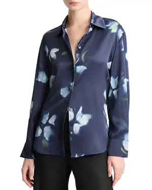 Vince Silk Floral Shirt - Dark Navy