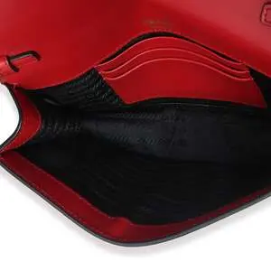 Prada Saffiano Triangle Logo Mini Crossbody - Red