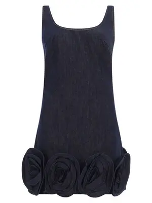 SELF-PORTRAIT Mini Dress With Floral Details - Blue