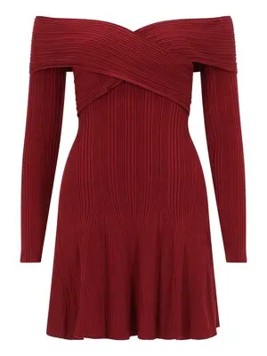 SELF-PORTRAIT Viscose Mini Dress - Bordeaux